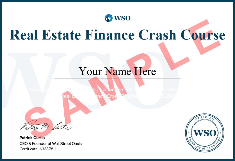Certificate Sample | Wall Street Oasis