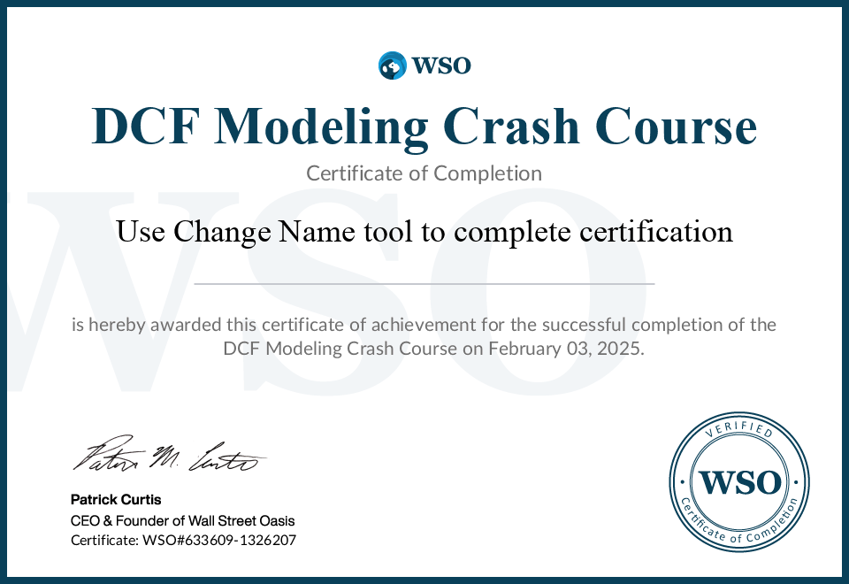 Certificate of Completion - DCF Modeling Crash Course - Use Change Name ...