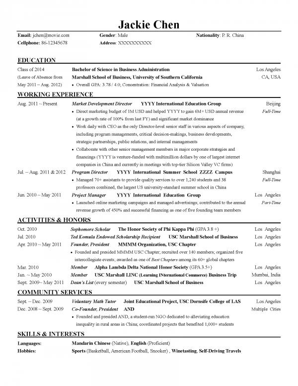 Wall Street Oasis Resume Template