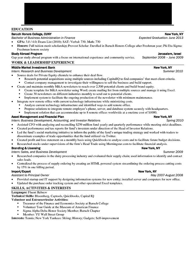 Resume (revised): For IB- Please dont hold back | Wall Street Oasis