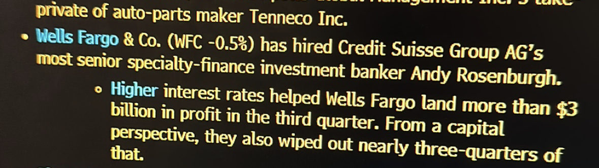 CS Vice Chair of Specialty Finance Leaves for Wells Fargo | Wall Street ...