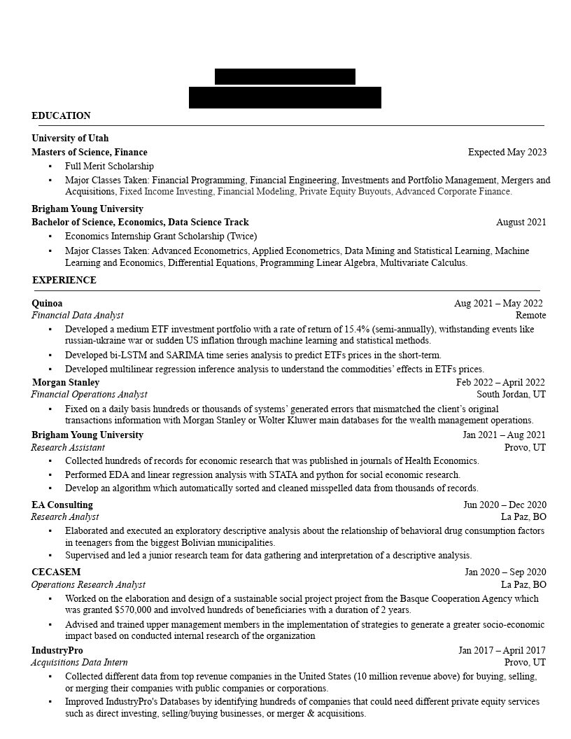 Resume Critique | Wall Street Oasis