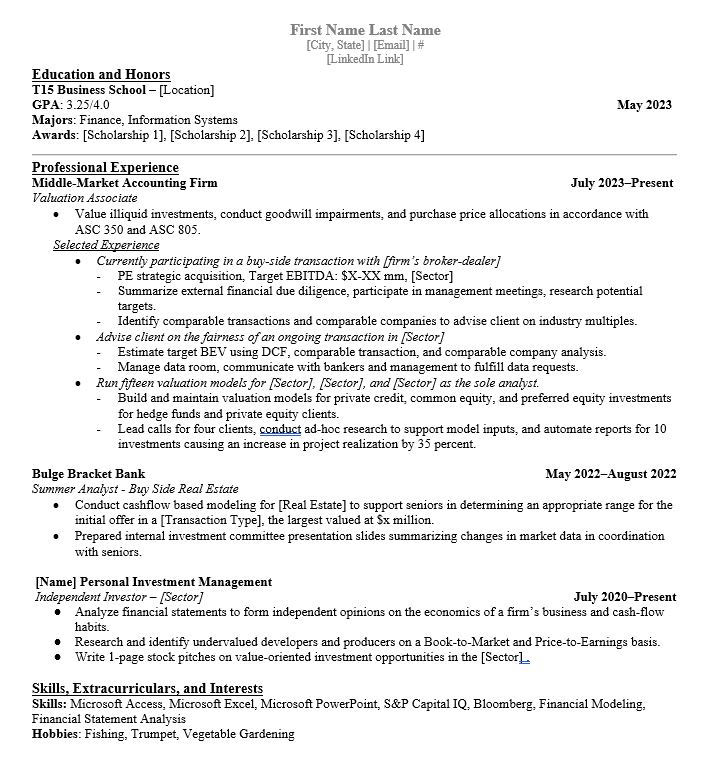 Please roast my resume, I want to work in real finance | Wall Street Oasis