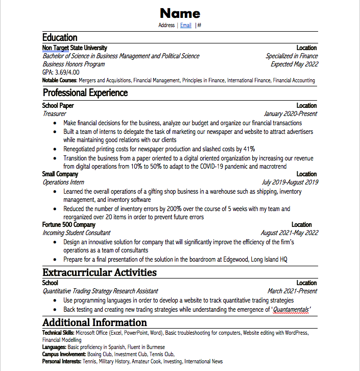 Resume Review | Wall Street Oasis