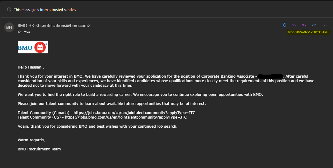 BMO really did a speedrun rejection on my application. This has to be ...