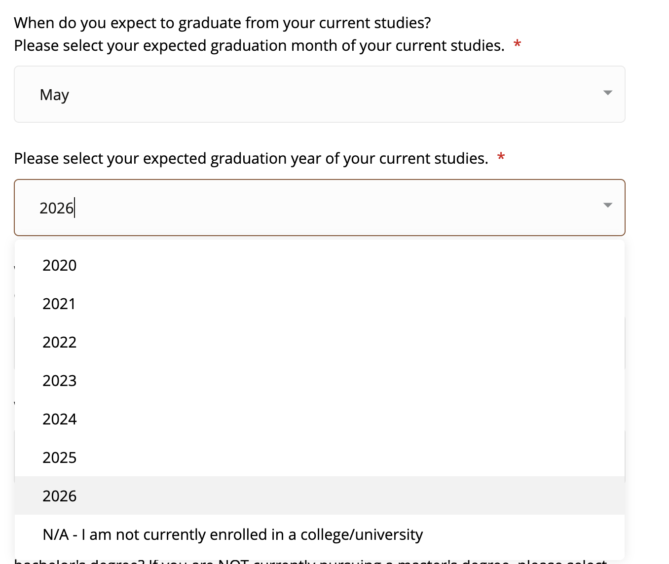 JPM Application won't let me select 2027 graduation date? | Wall Street ...