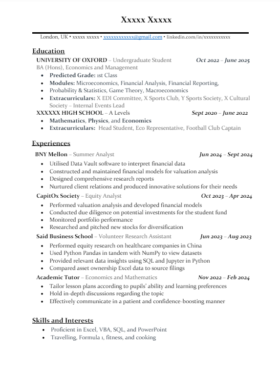Requesting some resume feedback! | Wall Street Oasis