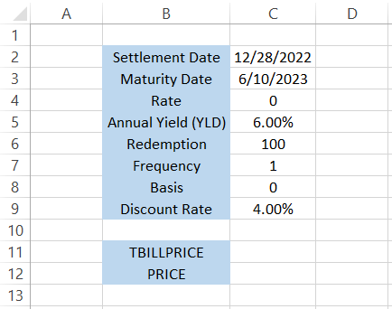 TBILLPRICE Function - Formula, Examples, How to Use in Excel | Wall ...