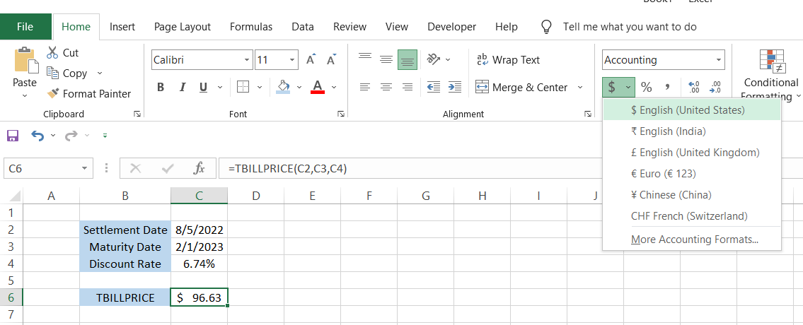 Tbillprice Function Formula Examples How To Use In Excel Wall