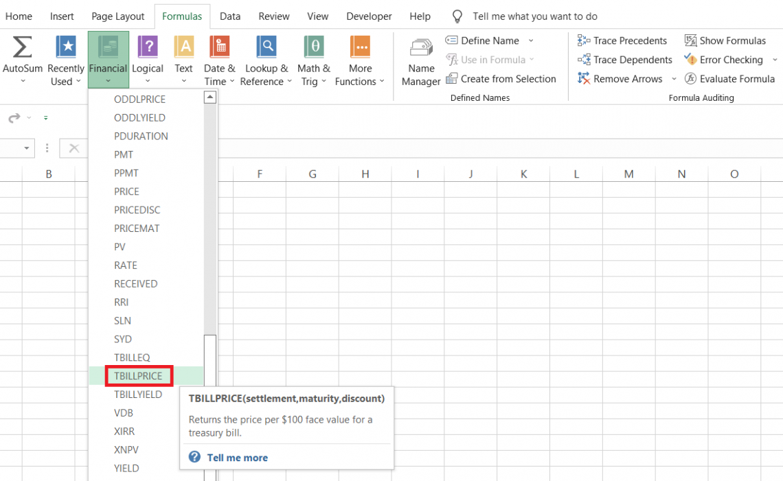TBILLPRICE Function - Formula, Examples, How to Use in Excel | Wall ...
