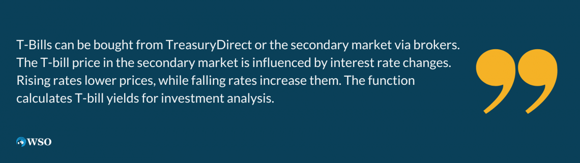 TBILLYIELD Function - Formula, Examples, Calculate Bond Yield | Wall ...