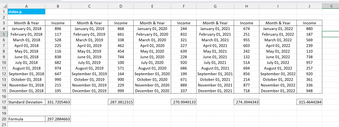 STDEV.P Function - Formula, Examples, How to Use in Excel | Wall Street ...